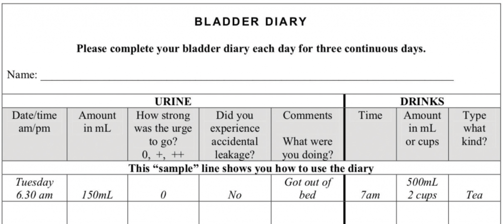 13-11-18-Bladder-diary - Medical Forum